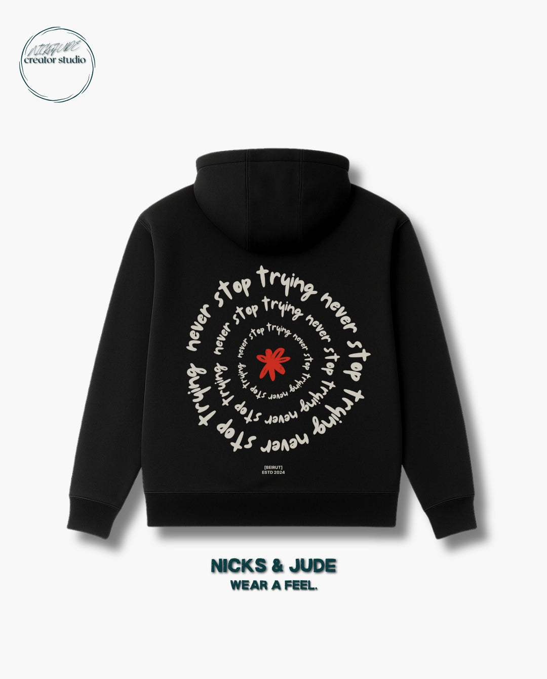 Persevere - Relaxed fit hoodie black – Nicks & Jude